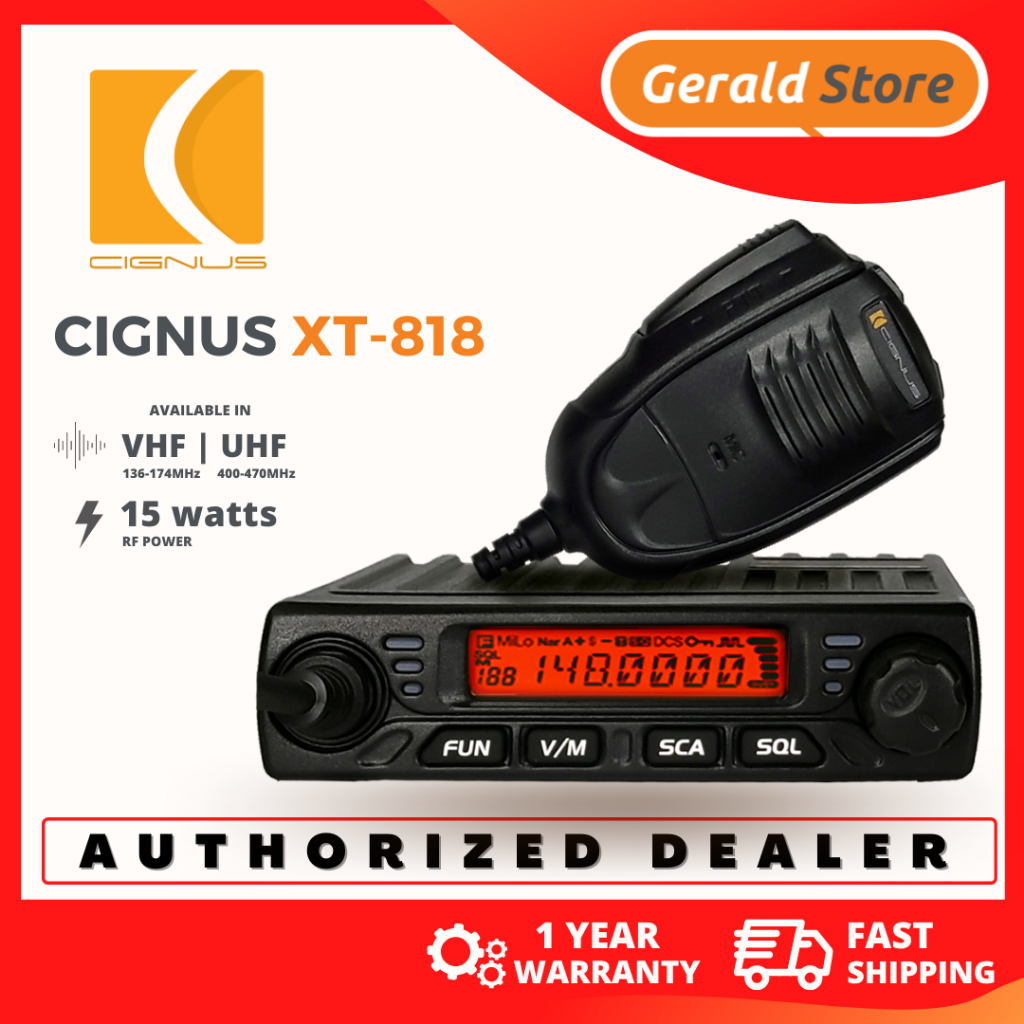 Cignus XT-818 Mini Base Radio 15 Watts Single Band VHF or UHF XT818 ...