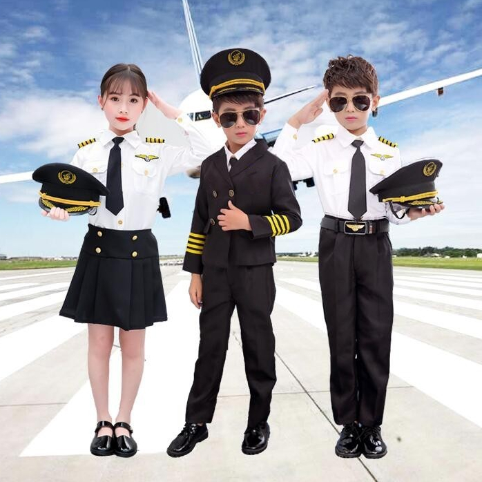 Airline Pilot Captain Costume for Kids Boys Girls Captain Uniform for ...