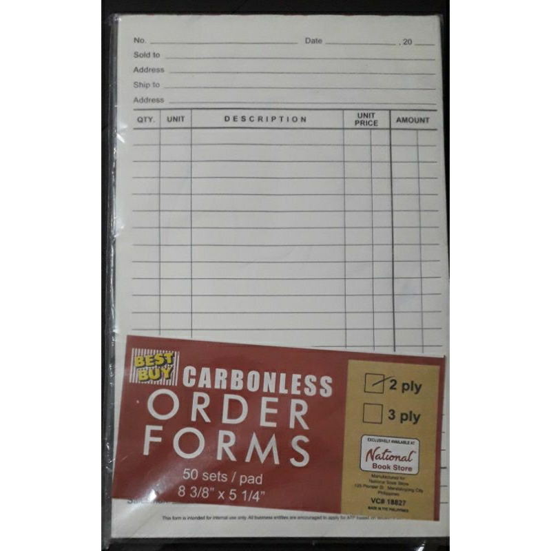 CARBONLESS RESIBO RECEIPT ORDER SLIP SHEET 2 PLY | Shopee Philippines