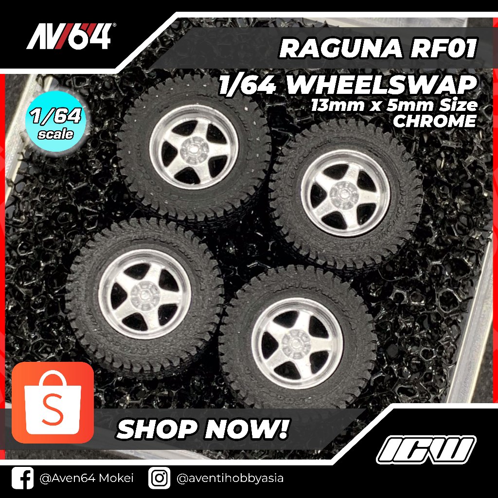 1/64 OFF-ROAD RAGUNA RF01 CHROME Wheelswap ( 13mm x 5mm ) | Shopee ...