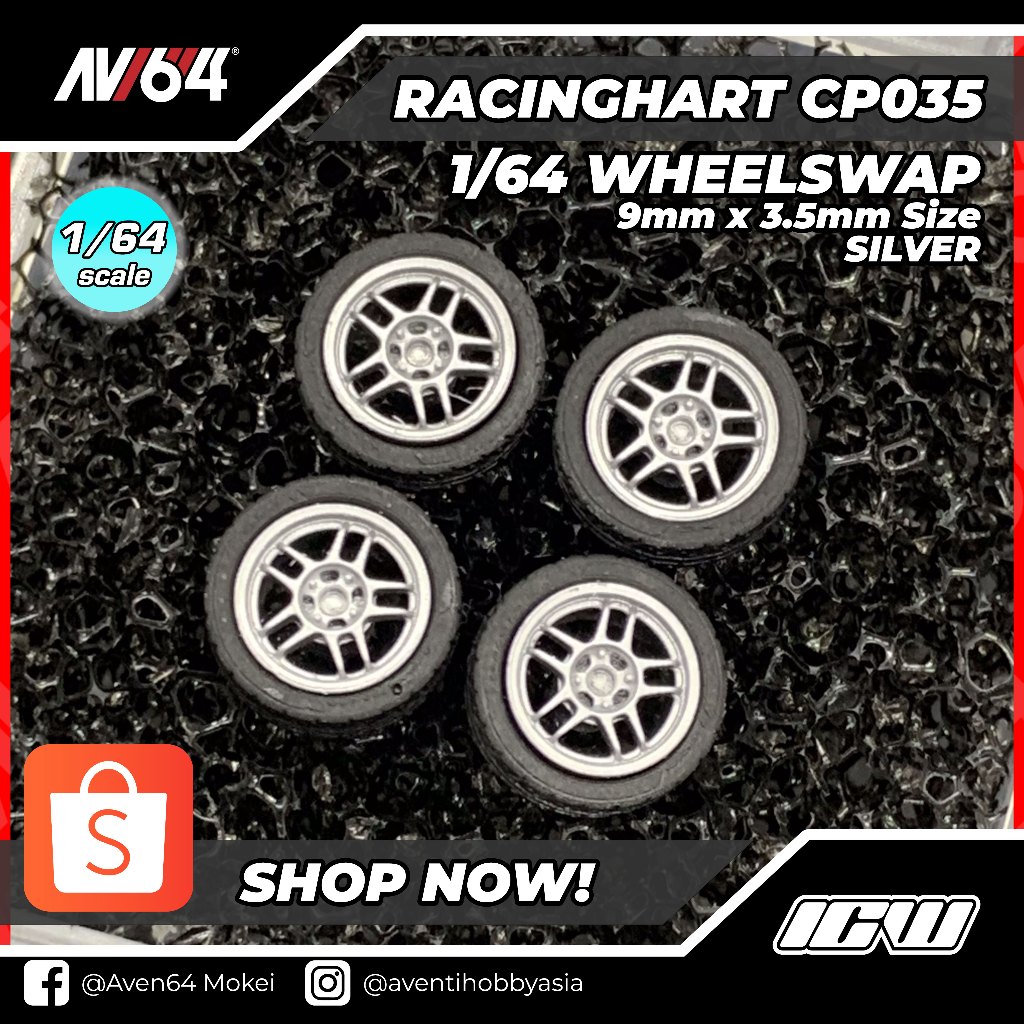 1/64 Wheelswap RACINGHART CP035 SILVER ( 9mm x 3.5mm ) | Shopee Philippines