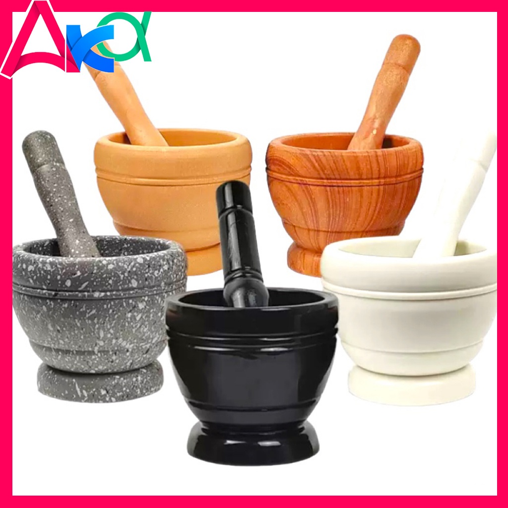 mortar and pestle bamboo masher tool,garlic,ginger,seasoning,spices ...