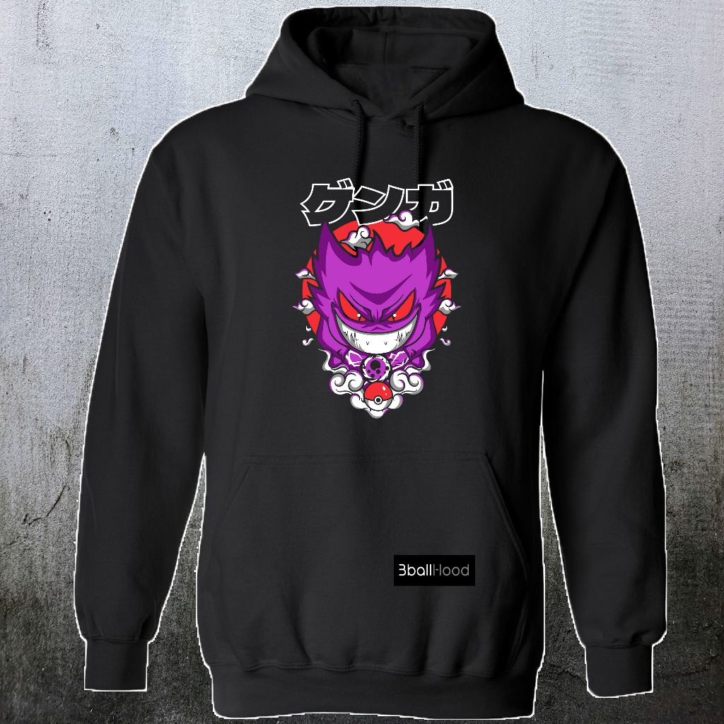 Hoodie Jacket Gengar pok7 Pullover Sweater Long sleeve 3Ball Hood ...