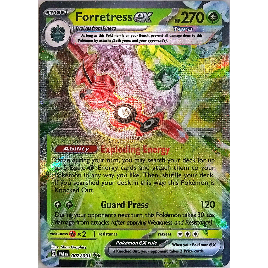 Pokemon TCG Forretress EX 002/091 Paldean Fates Double Rare Full Art ...