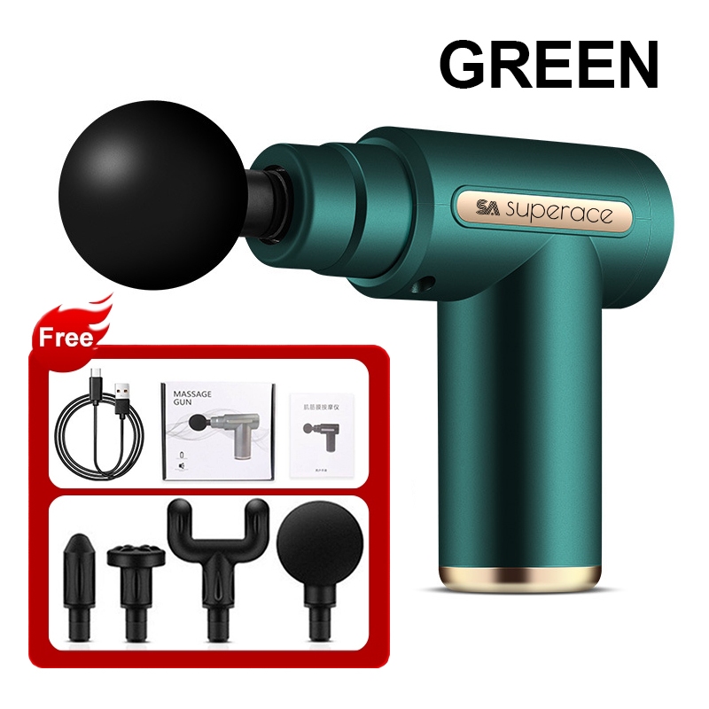 Massage Gun 4 Heads Portable Muscle Superace Percussive High Frequency ...
