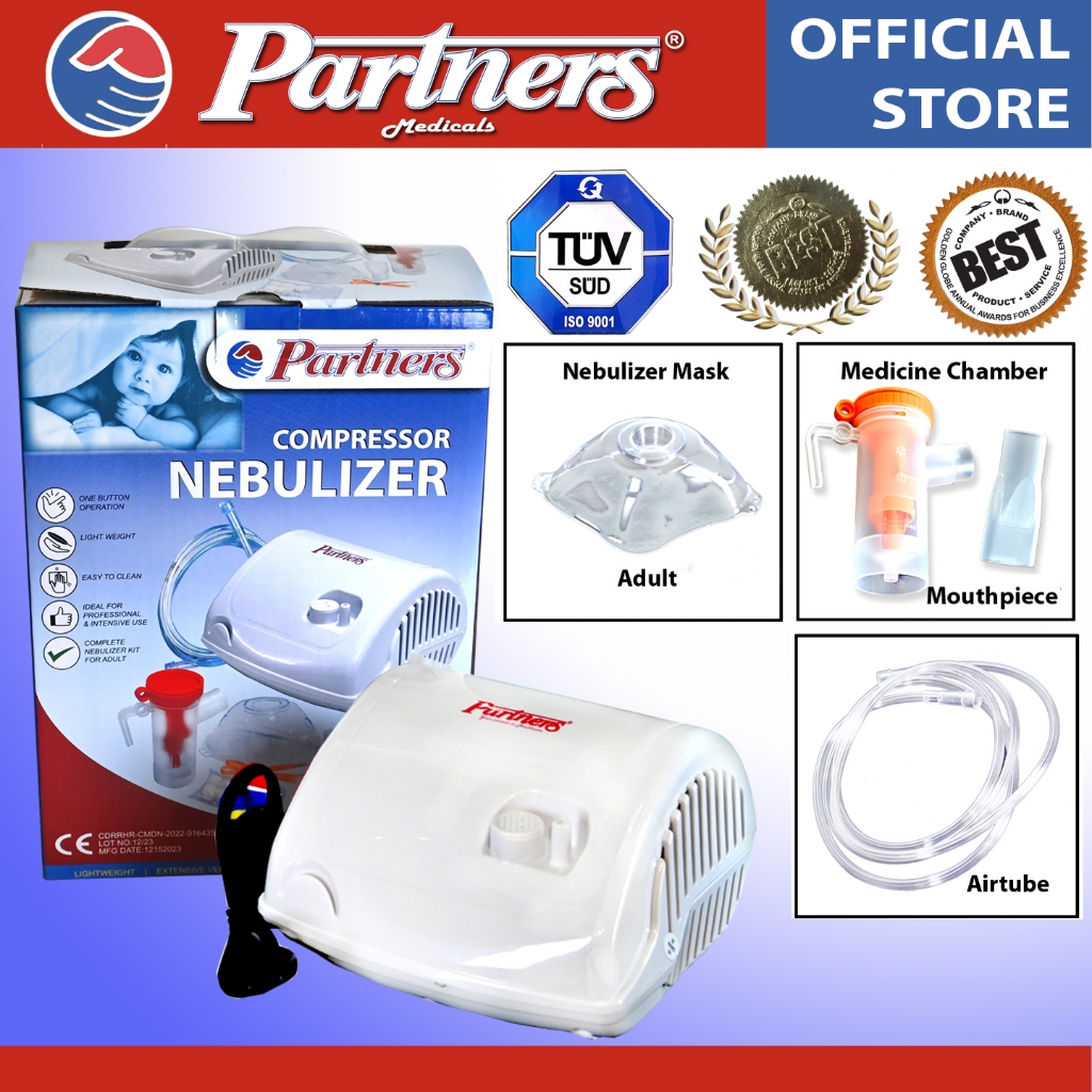 Partners Compressor Nebulizer with 1pc Neb. Kit, 1pc Neb. Mask Adult (w ...