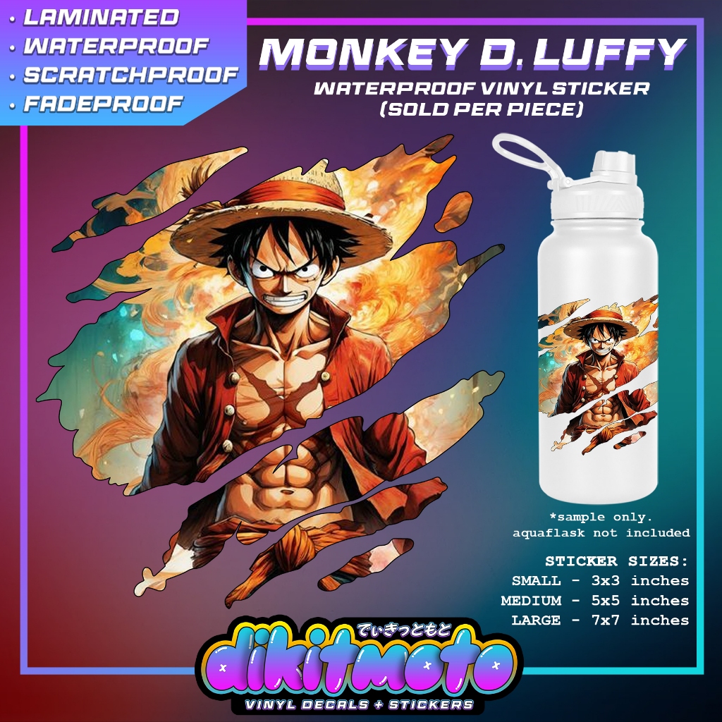 [dikitmoto] Monkey D Luffy #1 Scratch Sticker Waterproof Vinyl Sticker ...