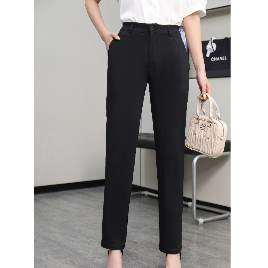 Luckyu Sale High Waist Black Slack Pants for Women Side Hidden Pockets ...