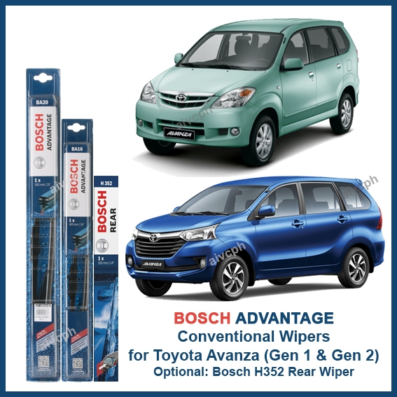 BOSCH Advantage Wiper Set for Toyota Avanza Gen 1 Gen 2 (20/16 ...
