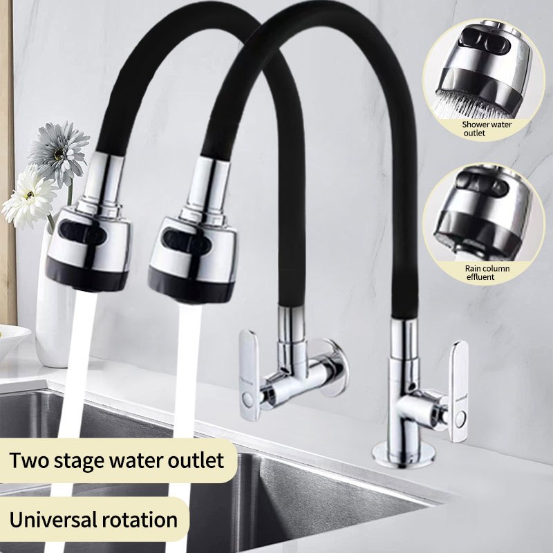 Kitchen Faucet Sink Wall Mounted Faucet 360°Flexible Single Cold ...