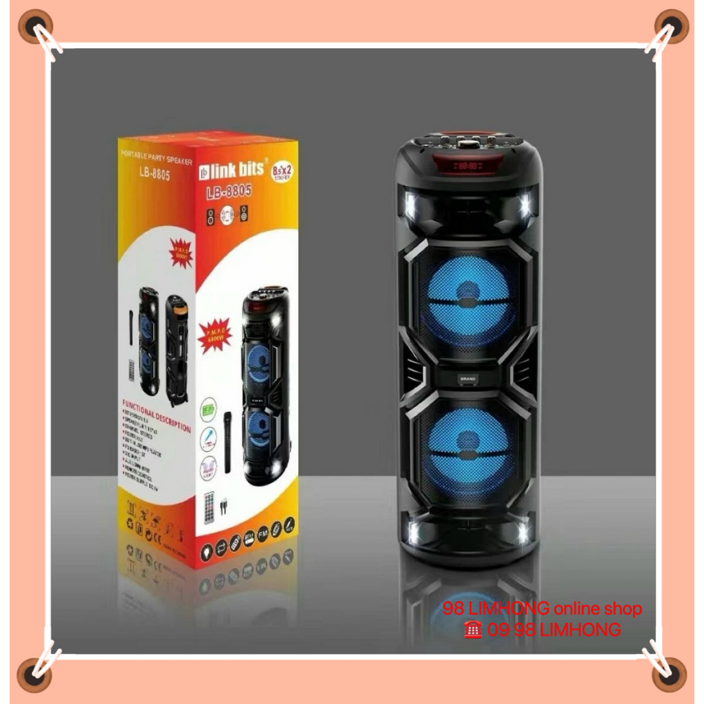 Speaker LB-8805 Link Bits Portable Party Speaker With Wireless Microphone | Shopee Philippines