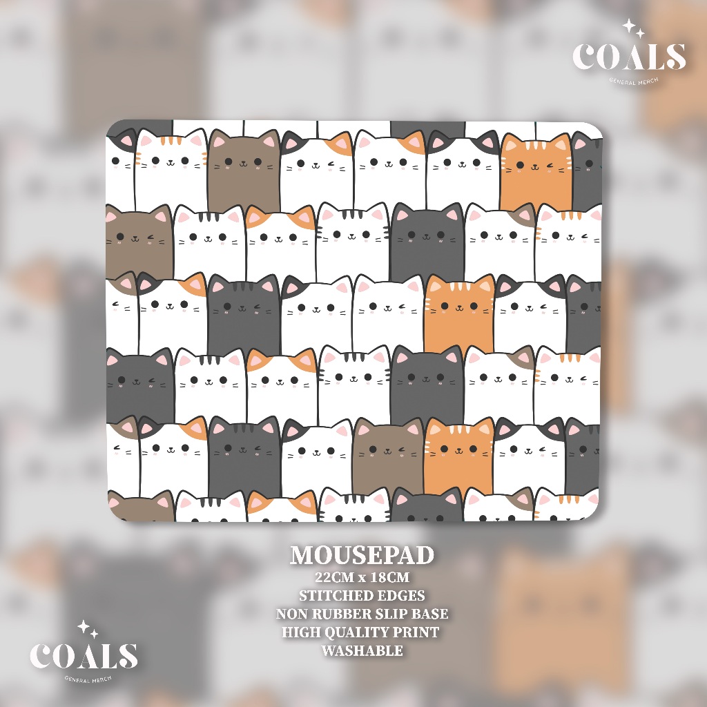 Cute Cats Kawaii Mousepad Coals Mouse Pad Shopee Philippines