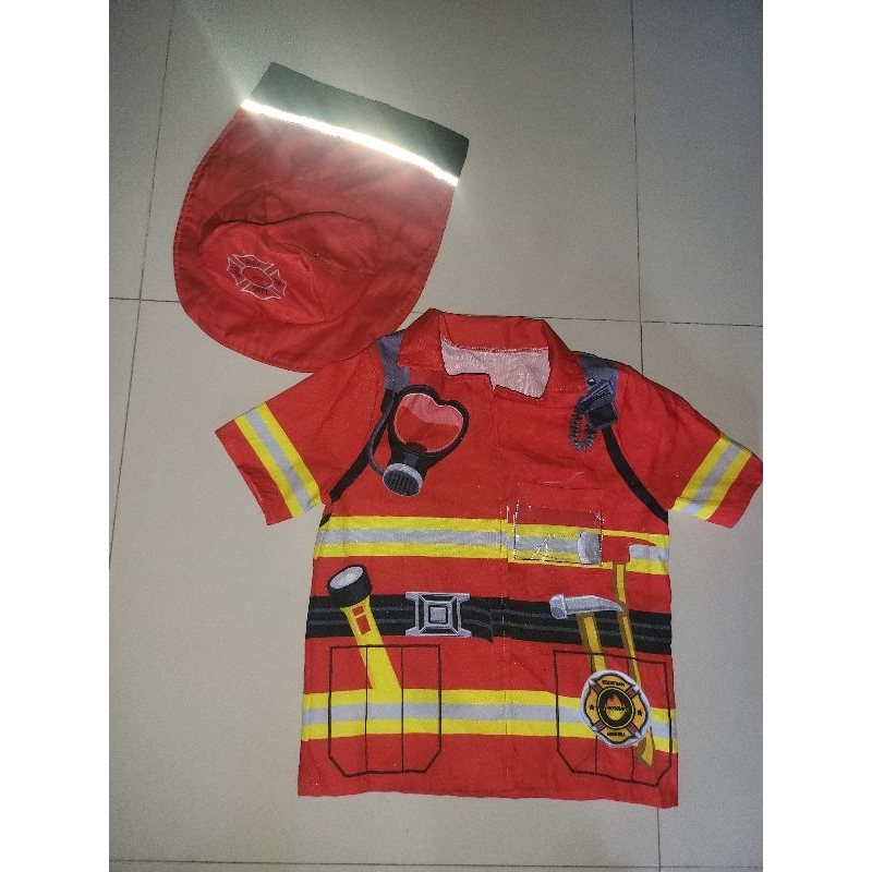Kids Career Red Fire Fighter Top Costume (003) | Shopee Philippines