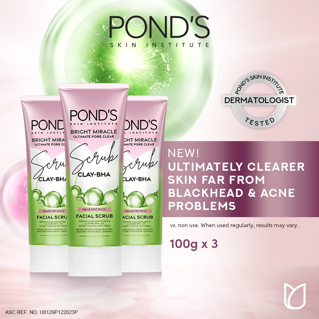 POND'S Bright Miracle Ultimate Pore Clear Facial Scrub 100G x3 | Shopee ...