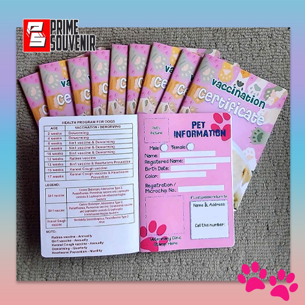 Pet Vaccination Certificate Card for Dogs and Cats (Pink) | Shopee ...