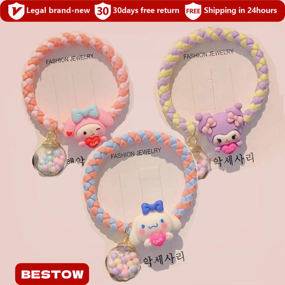 Sanrio Hair Tie Rubber Band with Glass Balls High Elastic Cute Cartoon ...