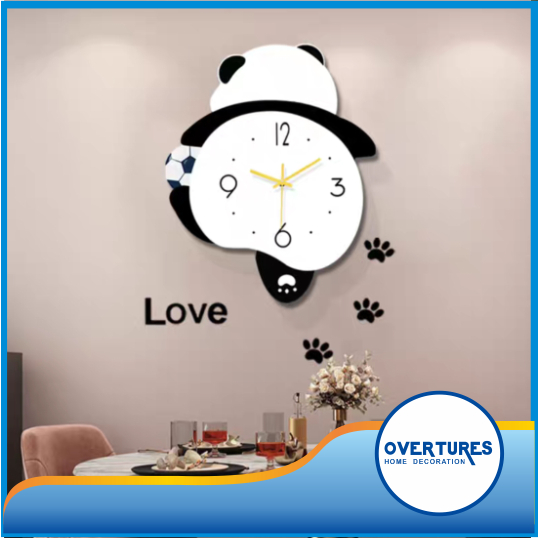 Panda clock hanging clock living room bedroom office mute creative ...