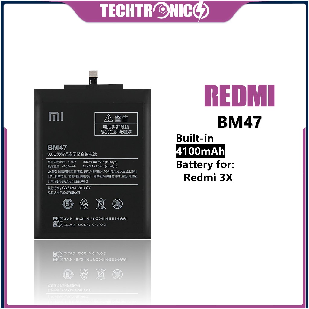 Battery BM47 Redmi 3X 4100mAh | Shopee Philippines