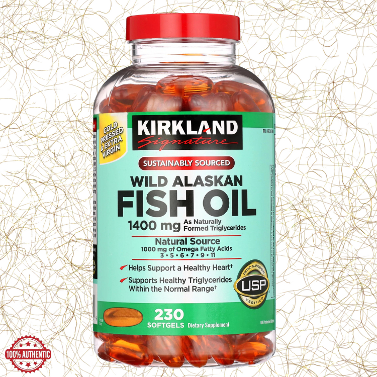 Kirkland Signature Wild Alaskan Fish Oil 1400 mg 230 Softgels | Shopee ...