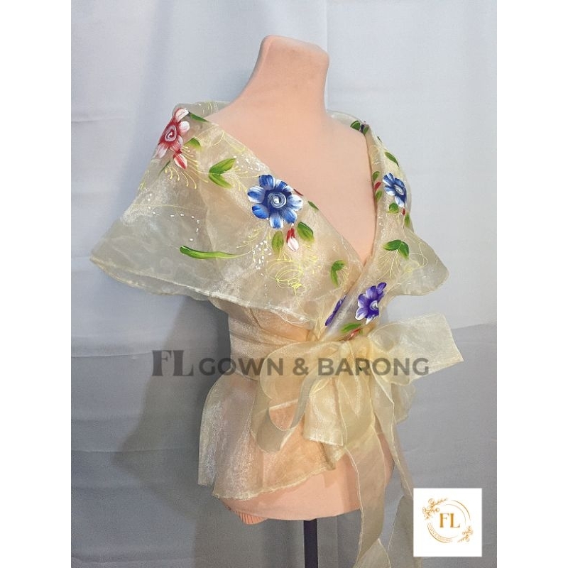 Modern Wrap Around Filipiniana Pina Poncho Painting FLGownAndBarong ...