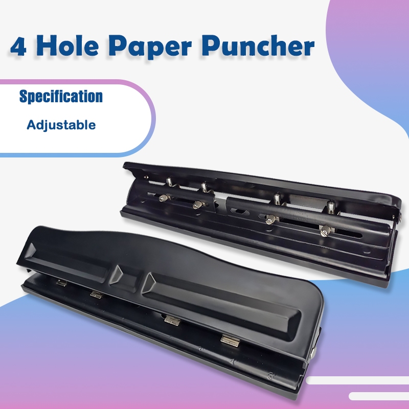 Adjustable Metal 4 Hole Desktop Paper Puncher for A4 4-Ring Binder ...