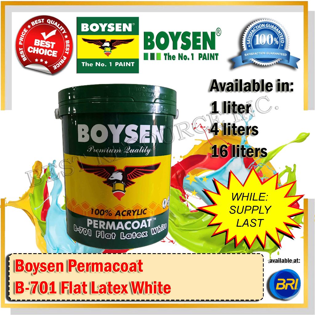 Boysen B-701 Flat Latex White Gallon (1 liter) | Shopee Philippines