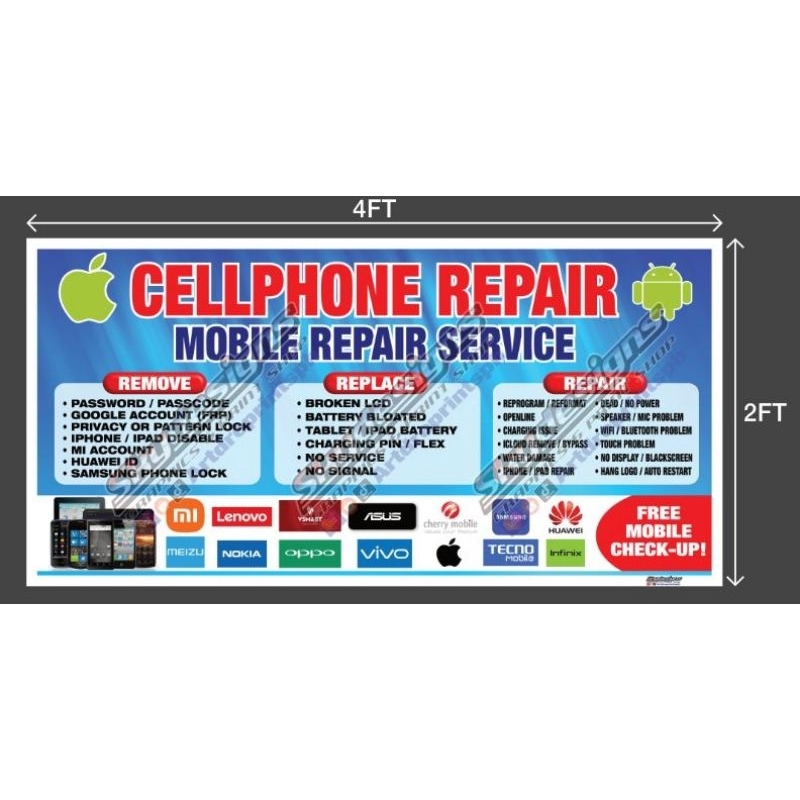 TARPAULIN PRINT FOR CELLPHONE REPAIR 4X2FT & 3X2FT | Shopee Philippines