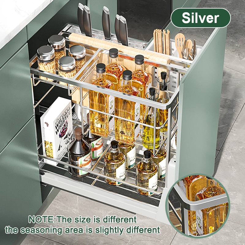 JOTO Kitchen Pull Out Rack Pull Out Condiment Organizer Basket Kitchen ...