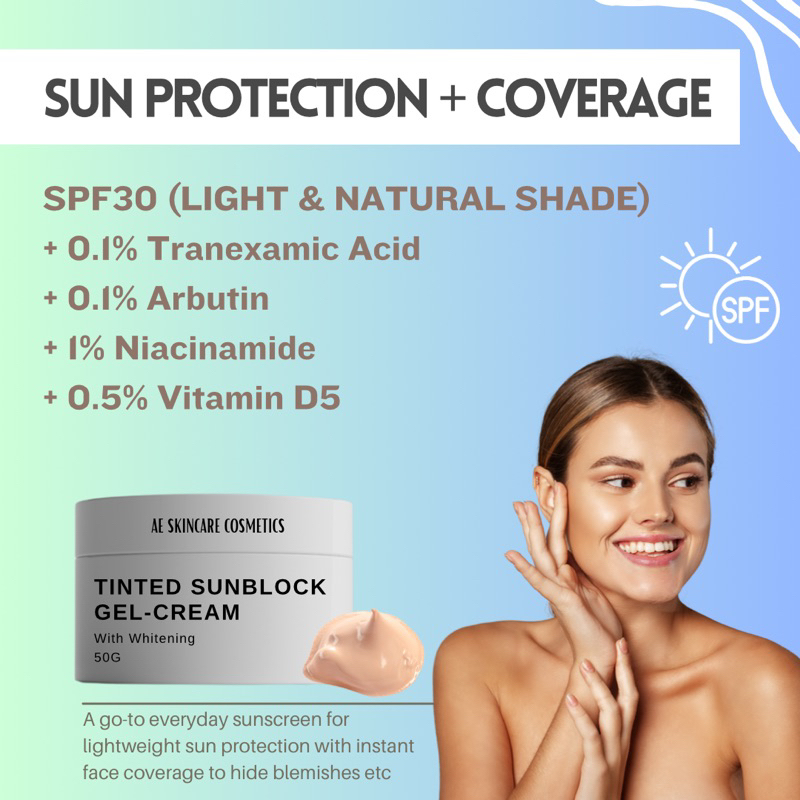 TINTED SUNBLOCK SPF30/ LIGHT AND NATURAL SHADE/ SUNSCREEN GEL-CREAM ...