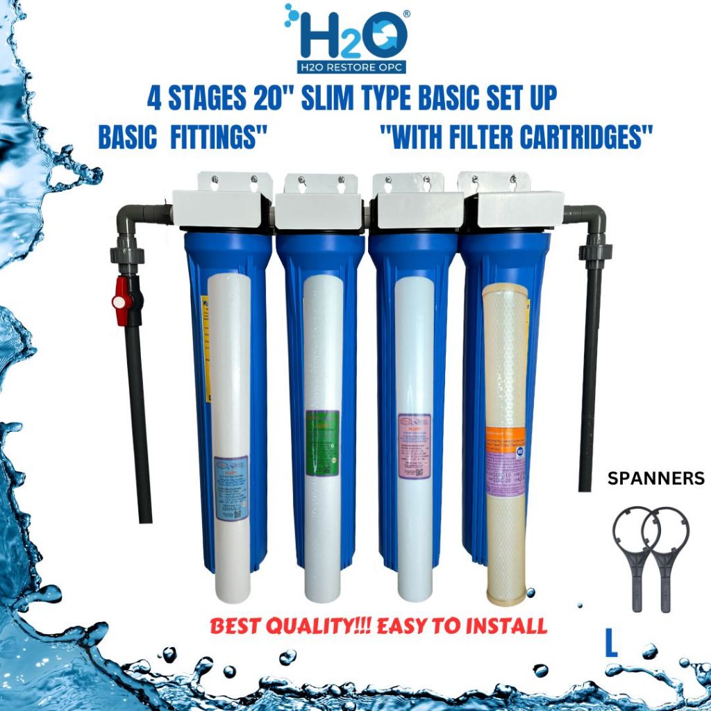 4 Stages Water Filter Basic Heavy Duty Complete Set with PVC Fittings ...