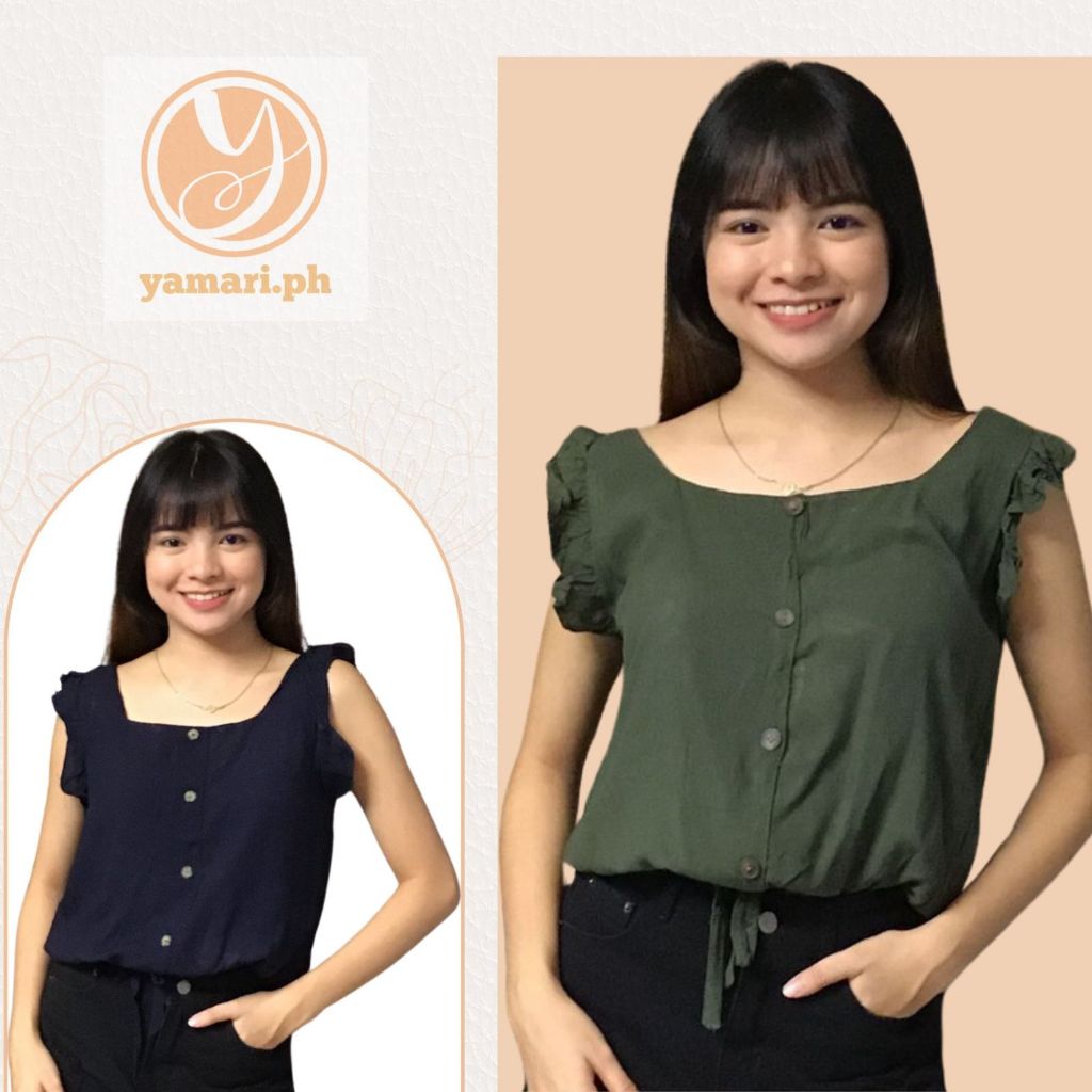 Sexy Sleeveless Ruffles Garterize waist buttondown Blouse Top for women ...