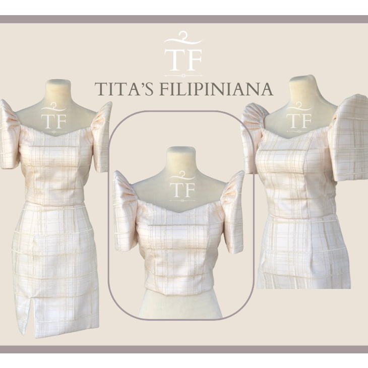 Modern Filipiniana Croptop Terno Humphrey Design | Shopee Philippines