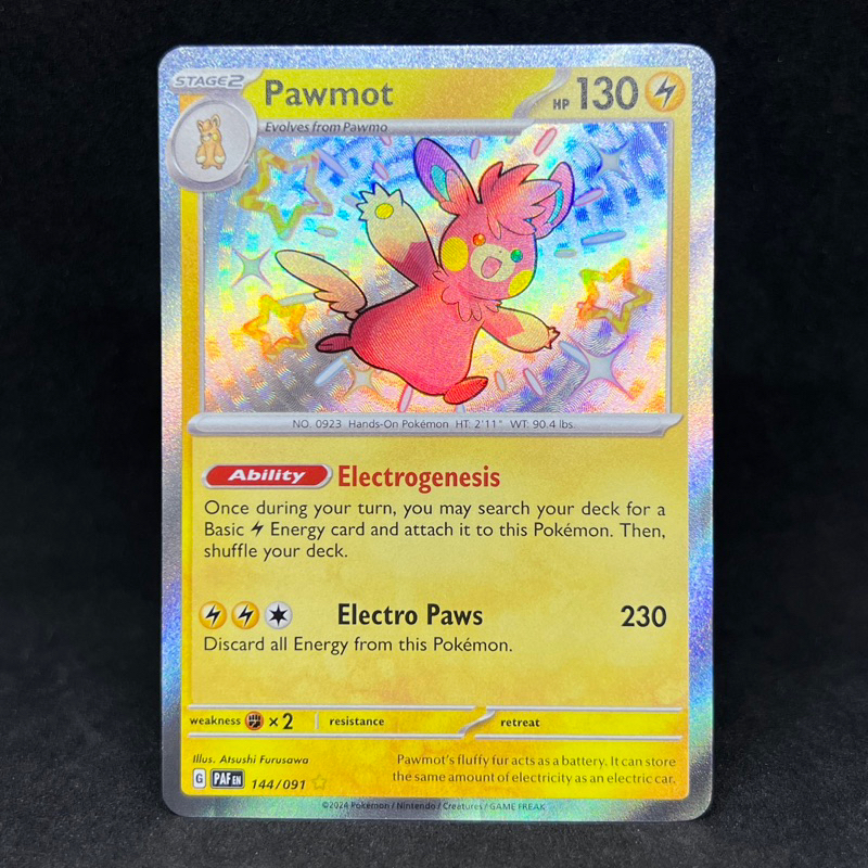 Pokemon TCG Shiny Pawmot Holo Rare 144/091 2024 Scarlet & Violet ...