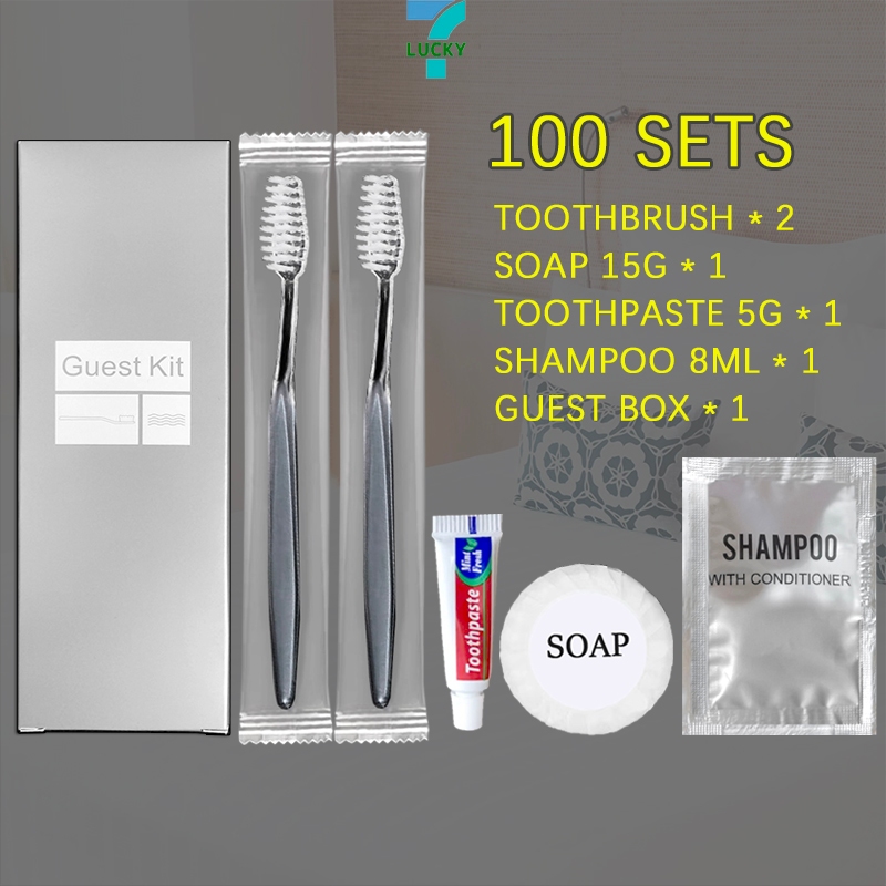 100sets Hotel Guest Kit for 2 person soap shampoo 2 toothbrushes ...