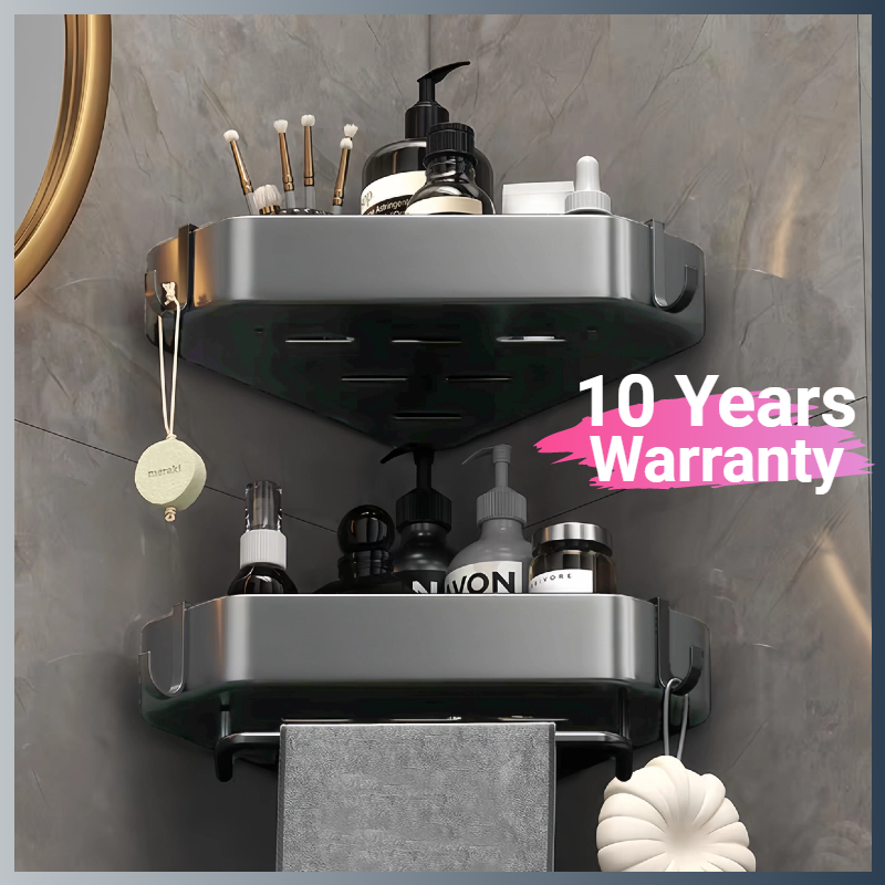 Punch-Free Bathroom Corner Shelf Corner Rack Bathroom Organizer Rack ...