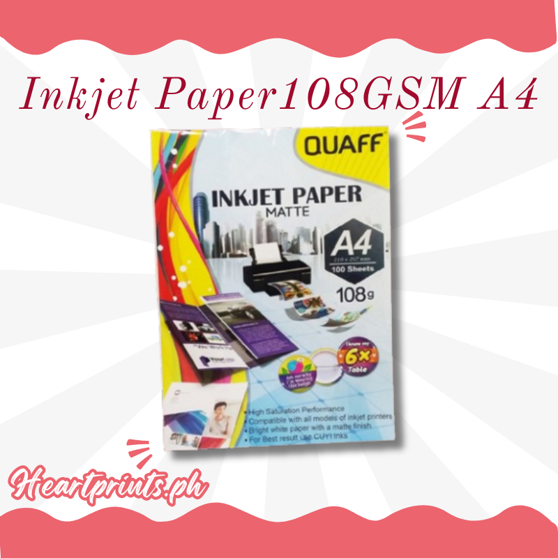 QUAFF Matte Inkjet Paper A4 108GSM (100 sheets per pack) | Shopee ...