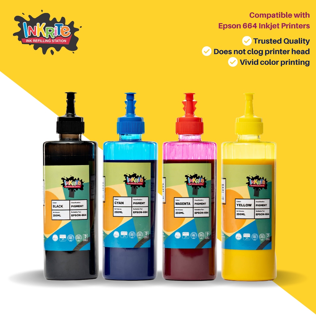 Inkrite Pigment Ink for Epson L-Series 664 Printers, 250 ml | Shopee ...