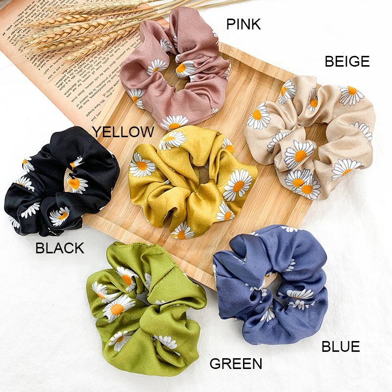 Floral Hair Bands Daisy Elastic Silk Ponytail Hair Bands Hair Bands ...