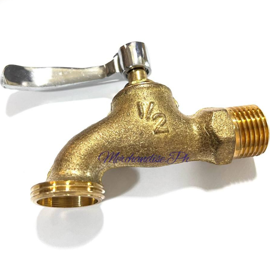 Brass Faucet Irrigation Hose Bibb 1/2 Inch MIP Connection 3/4 Inch MHT ...