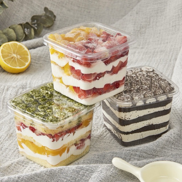 [10PCS] Square Deli Container 420ML | Plastic Box for Mousse, Cake ...