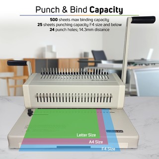 Comb Binding Machine C25A F4 Size Long/Legal Binder 24 Holes (25 sheets ...