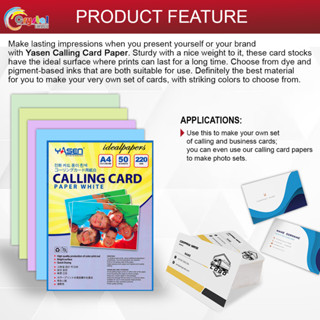 Yasen Calling Card Paper Matte A4 Size 220GSM / 240GSM / 250GSM (50 ...