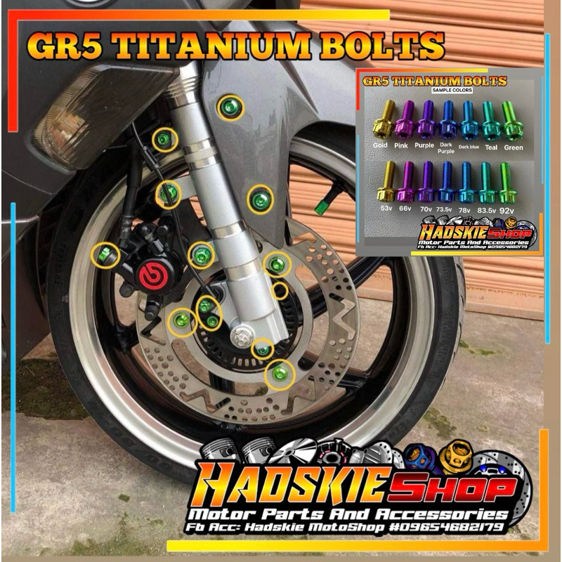 REAL TITANIUM GR5 NMAX V1/V2 & AEROX V1/V2 FRONT WHEEL BOLTS SET (15pcs ...