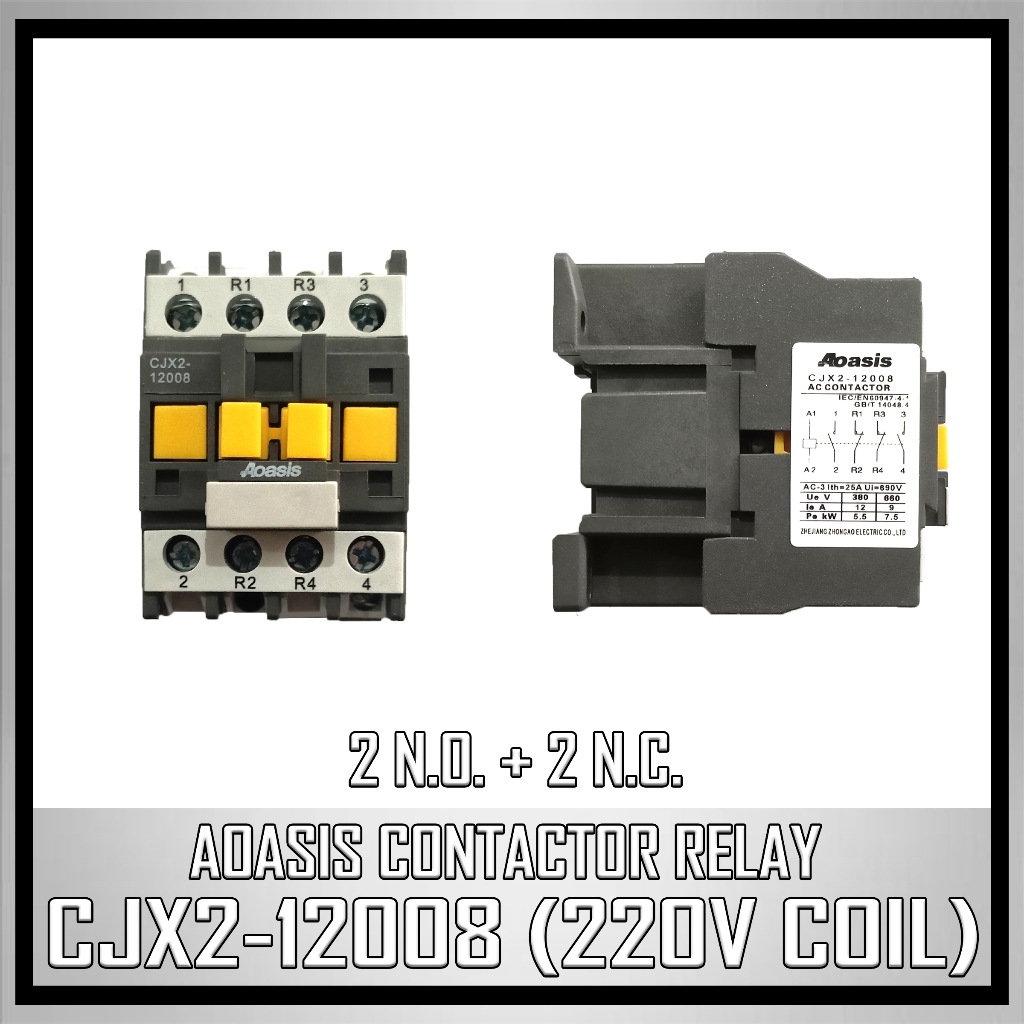 AOASIS CJX2-12008 CONTACTOR RELAY 4 POLE ( 2 N.O. + 2 N.C.) 12A | VAT ...