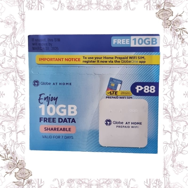 Globe Home Prepaid Wifi SIM with 10gb free data | Shopee Philippines