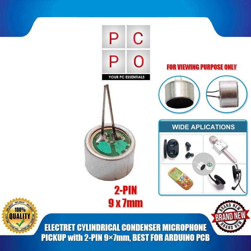 PC PO ELECTRET CYLINDRICAL CONDENSER MICROPHONE PICKUP with 2-PIN 9×7mm ...