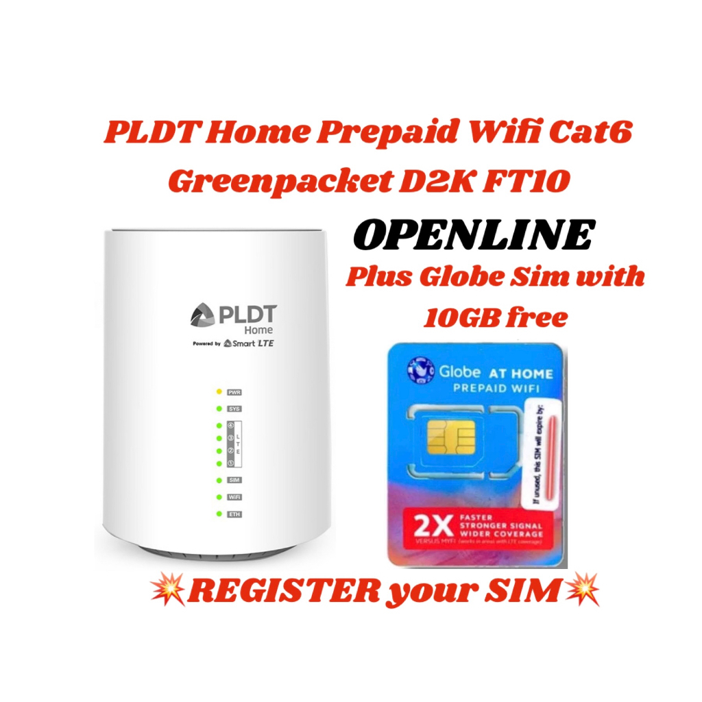 PLDT Home Prepaid Wifi GREENPACKET D2K FT10 with 10GB OPENLINE | Shopee Philippines