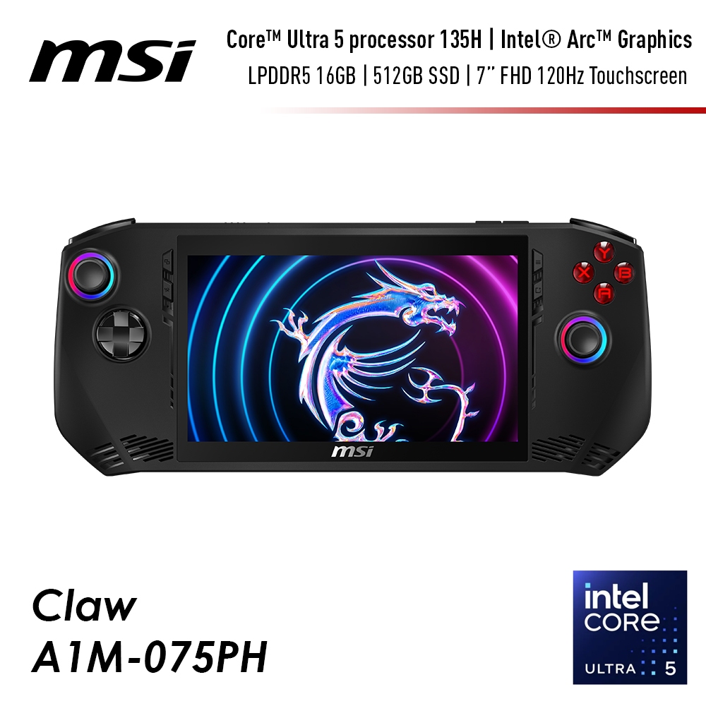 MSI Claw A1M-075PH Gaming Console (Core™ Ultra 5 135H / Intel Arc ...