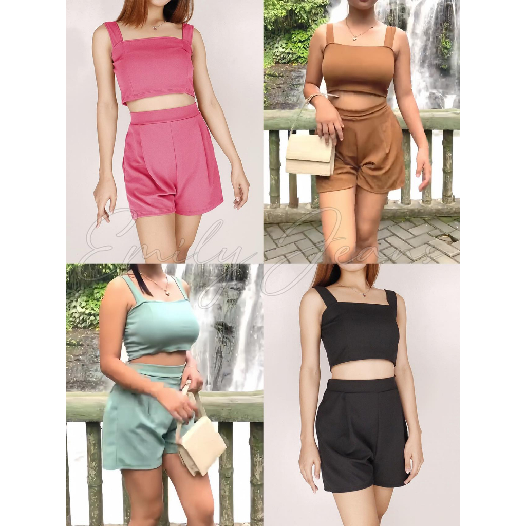 EMILY Terno Sleeveless Crop Top and Shorts Coordinate For Women ...