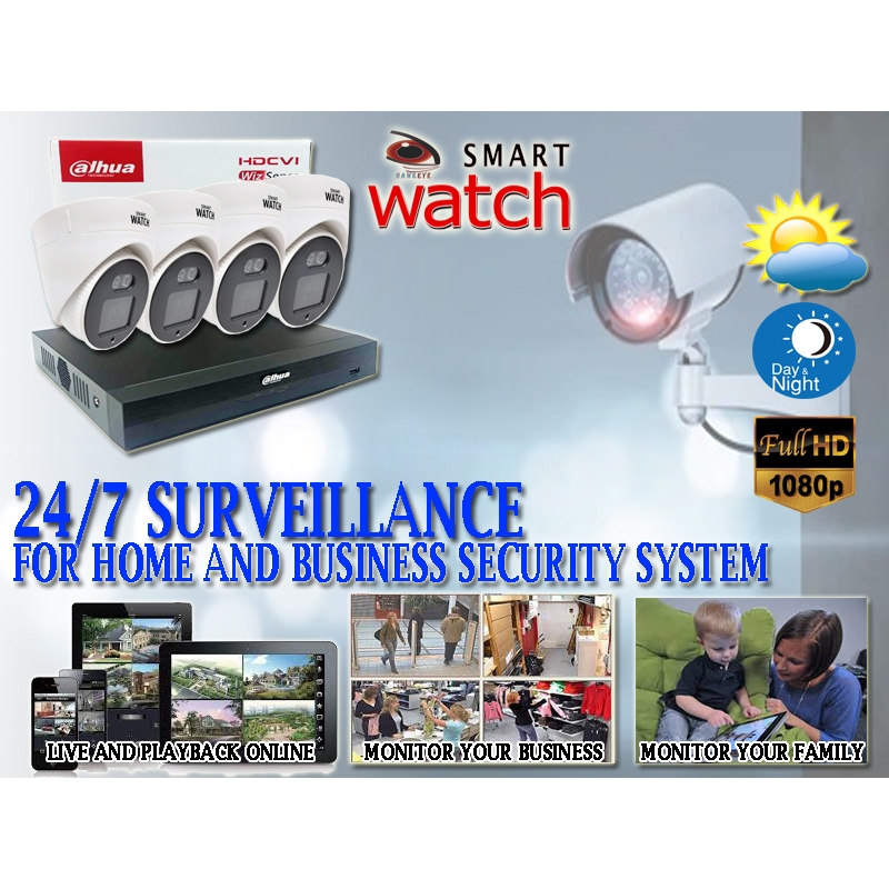 DIY CCTV 1080P HD Package:Dahua+Smartwatch Brand :24/7 Security and ...
